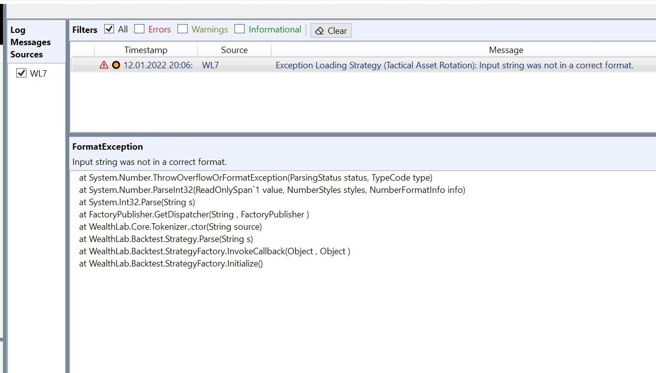 Exception Loading Strategy B37 Wealthlab 