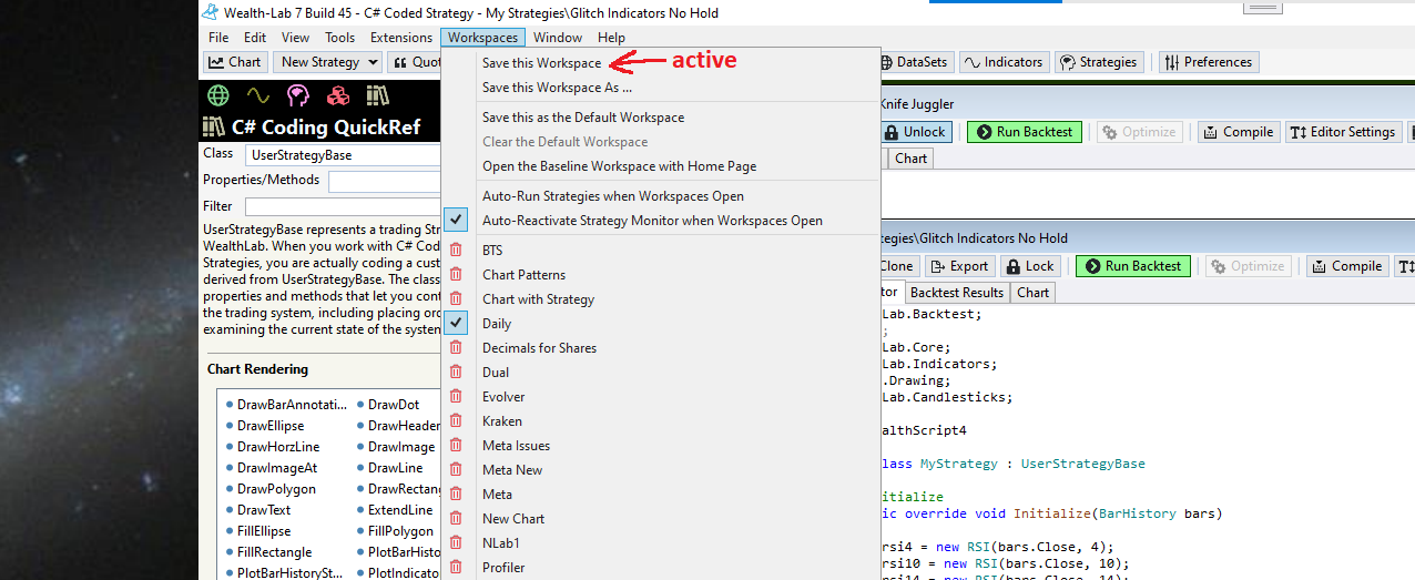 WealthLab - Save-This-Workspace-is-inactive-after-changes-made