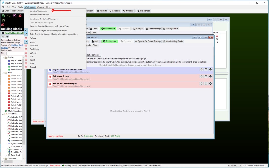 WealthLab - Save-This-Workspace-is-inactive-after-changes-made