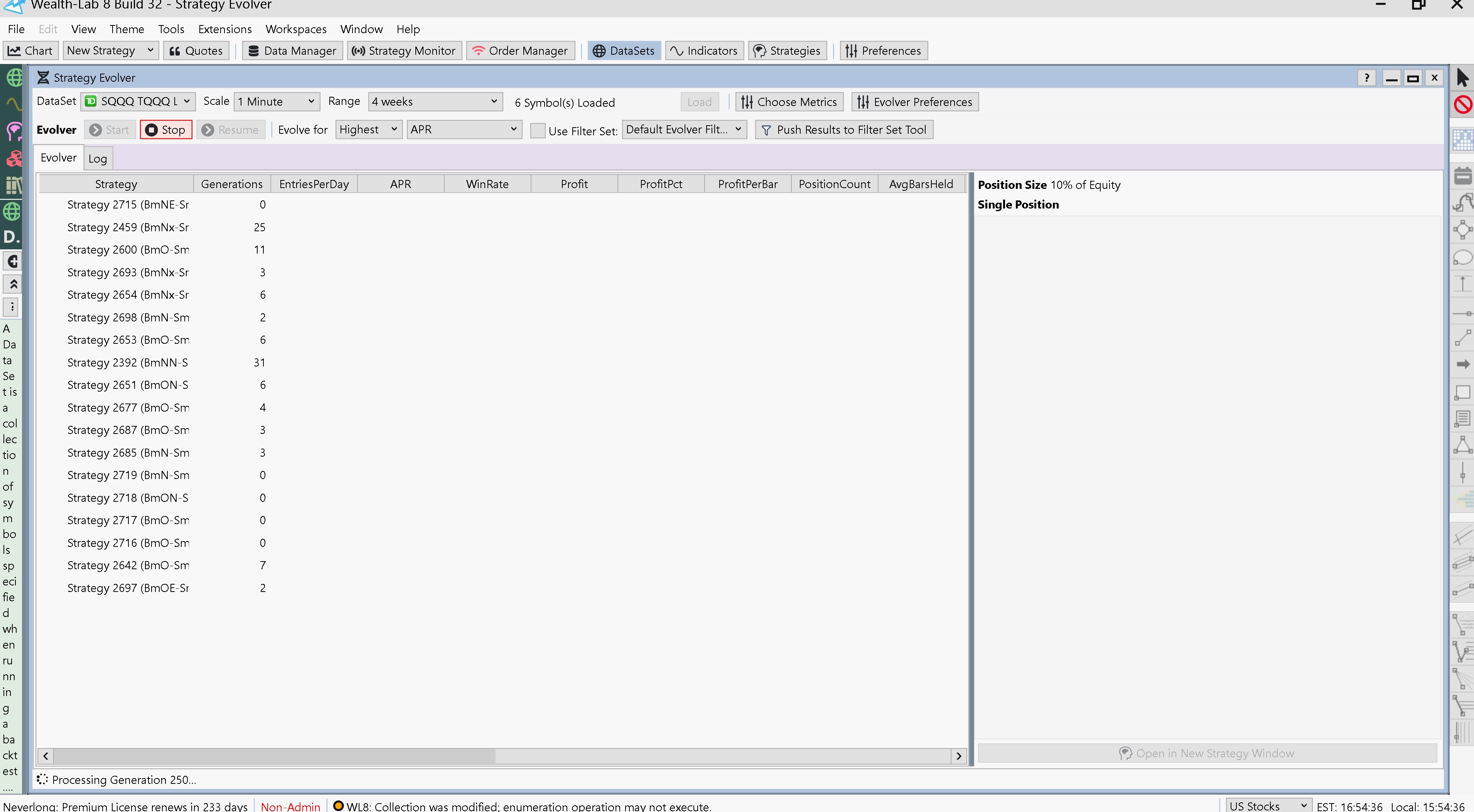 Exception In Evolver Wealthlab