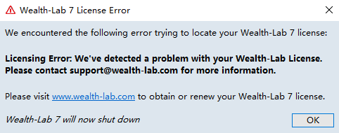 WealthLab - WL7-Licensing-Error-on-startup-but-I-have-a-subscription