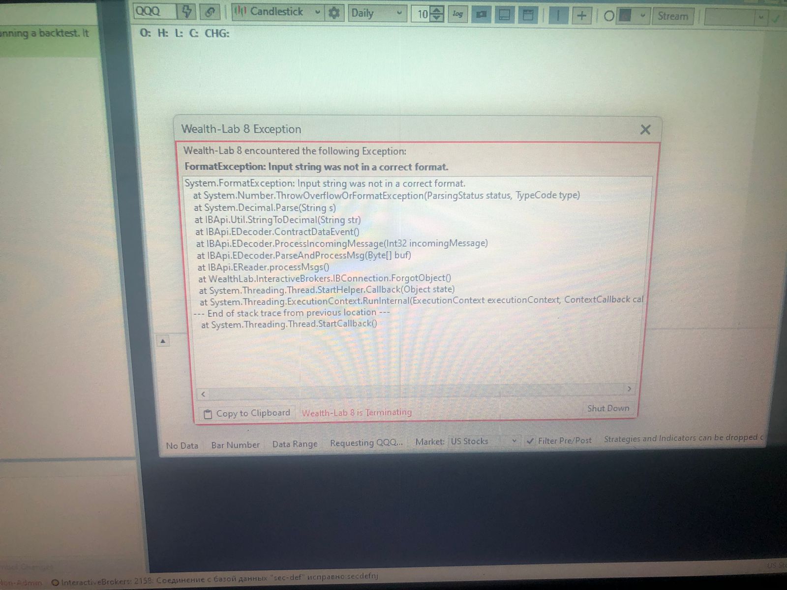 Ib Provider Crashes Wl With Formatexception Wealthlab 