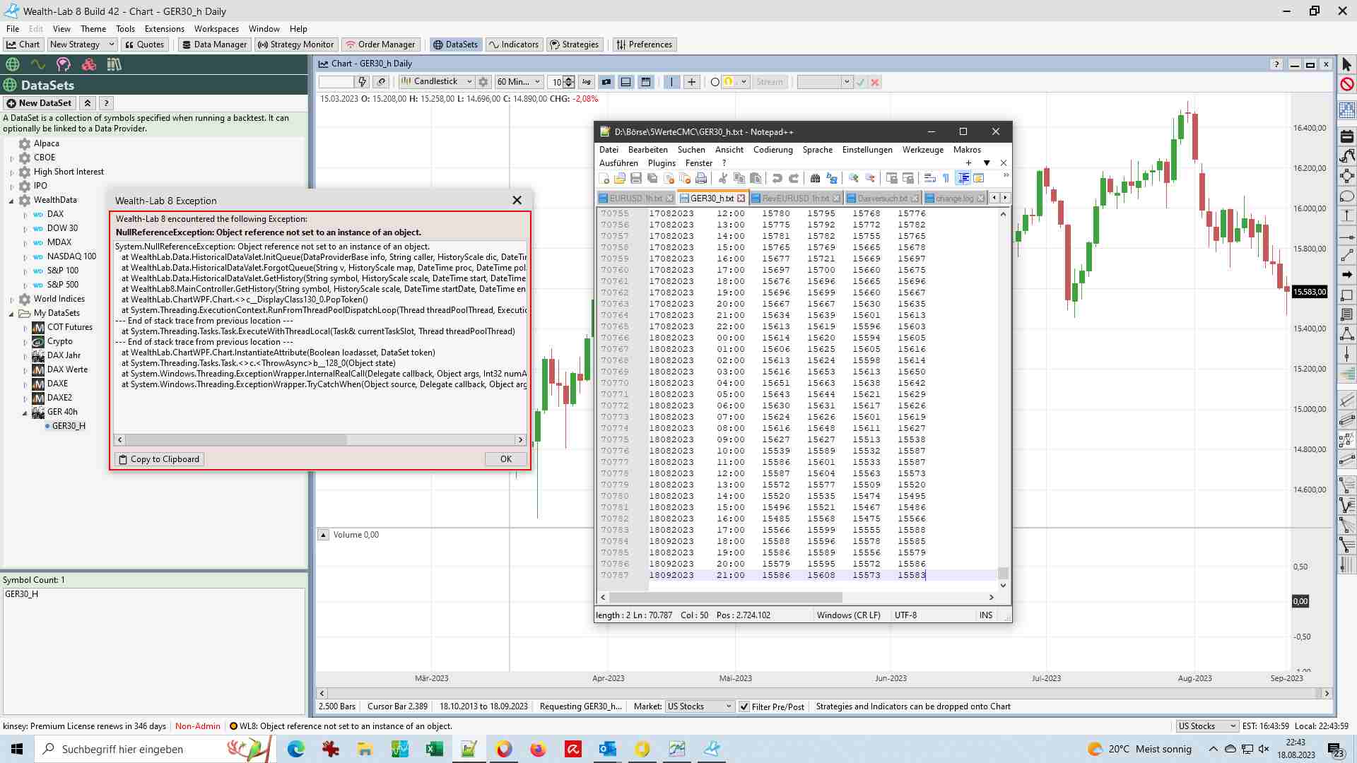 Nullreferenceexception On Ascii Data Wealthlab