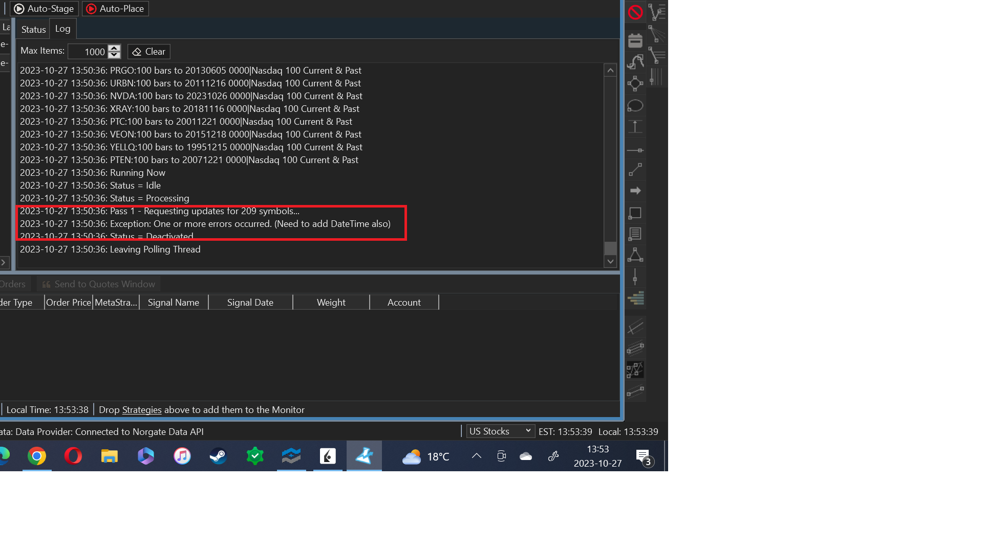 Need To Add Datetime Also Error Wealthlab
