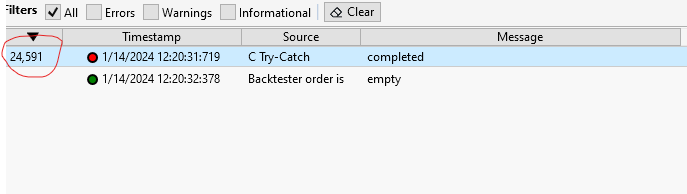 Log Viewer S First Column Wealthlab