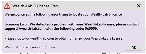 Licensing-Error-error-code-0x0006 - WealthLab
