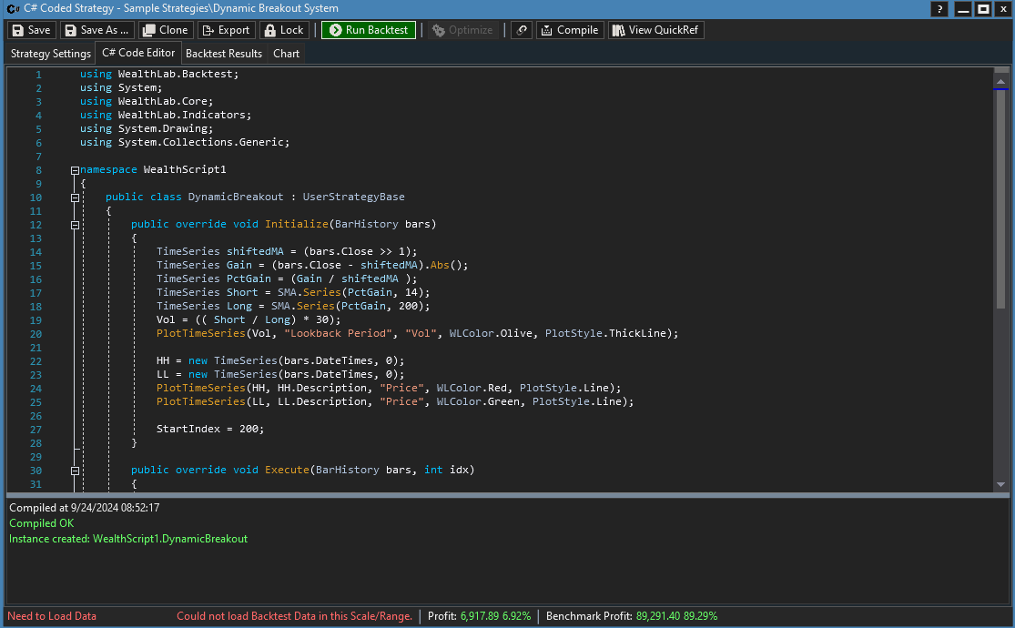 Could Not Load Backtest Data With Norgate Data Wealthlab