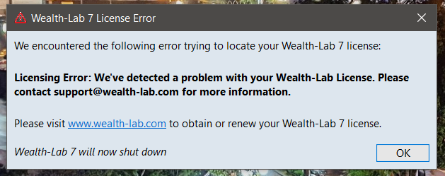 WealthLab - Wealth-Lab-7-License-Error